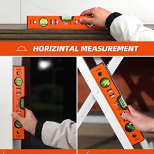 DOWELL 12 Inch Magnetic Spirit Level with Metric Scale, 3 Different Bubbles-45°/90°/180°HY030660