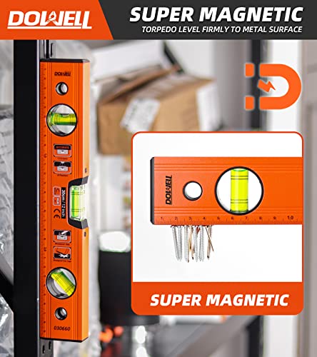 DOWELL 12 Inch Magnetic Spirit Level with Metric Scale, 3 Different Bubbles-45°/90°/180°HY030660