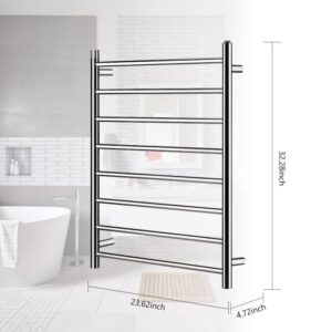 Homeleader 304 Stainless Steel Towel Warmer and Heated Towel Rack, Wall Mounted Towel Drying Rack, 8 Bar