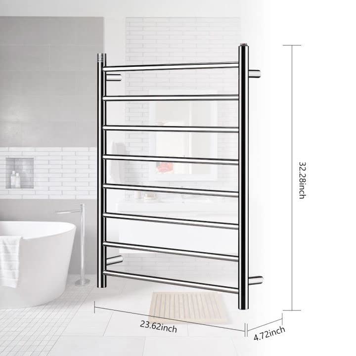 Homeleader 304 Stainless Steel Towel Warmer and Heated Towel Rack, Wall Mounted Towel Drying Rack, 8 Bar