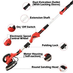 PowerSmart Electric Drywall Sander with Vacuum 7.2A, LED Light, 6 PCS Sanding Discs (PS4001)