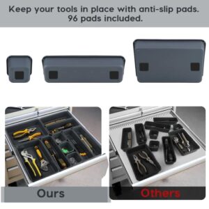 56-Pack Anti-slip Tool Box Organizer, Tool Drawer Organizers with 96pcs Non-slip Pads for Rolling Tool Drawers, Workbench and Cabinets, Tray Dividers Set for Toolbox Organization and Storage