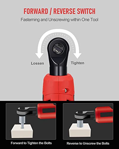 SILVEL 3/8" Cordeless Electric Ratchet Wrench Set, 12V 46 Ft-lbs Power Ratchet Kit With 2-Pack 2.0 Ah Lithium-Ion Batteries, 400 RPM Speed, 7 Sockets and 1/4" Adapter