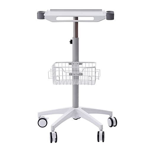 Mobile Trolley Cart Medical Cart with Wheels 33.46 * 43.71inch Height Adjustable Stainless Steel Dental Cart Rolling Desktop Lab Cart with 19.3 * 16.9inch Large Tabletop