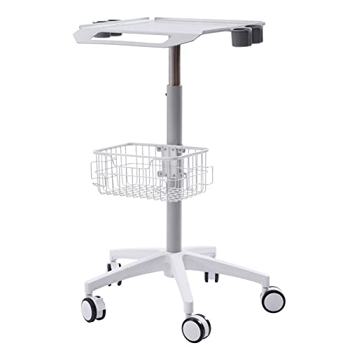 Mobile Trolley Cart Medical Cart with Wheels 33.46 * 43.71inch Height Adjustable Stainless Steel Dental Cart Rolling Desktop Lab Cart with 19.3 * 16.9inch Large Tabletop