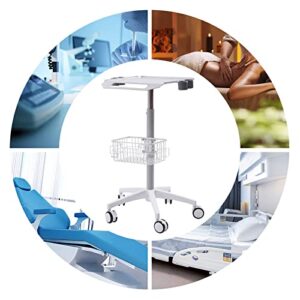 Mobile Trolley Cart Medical Cart with Wheels 33.46 * 43.71inch Height Adjustable Stainless Steel Dental Cart Rolling Desktop Lab Cart with 19.3 * 16.9inch Large Tabletop