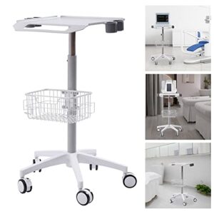 Mobile Trolley Cart Medical Cart with Wheels 33.46 * 43.71inch Height Adjustable Stainless Steel Dental Cart Rolling Desktop Lab Cart with 19.3 * 16.9inch Large Tabletop