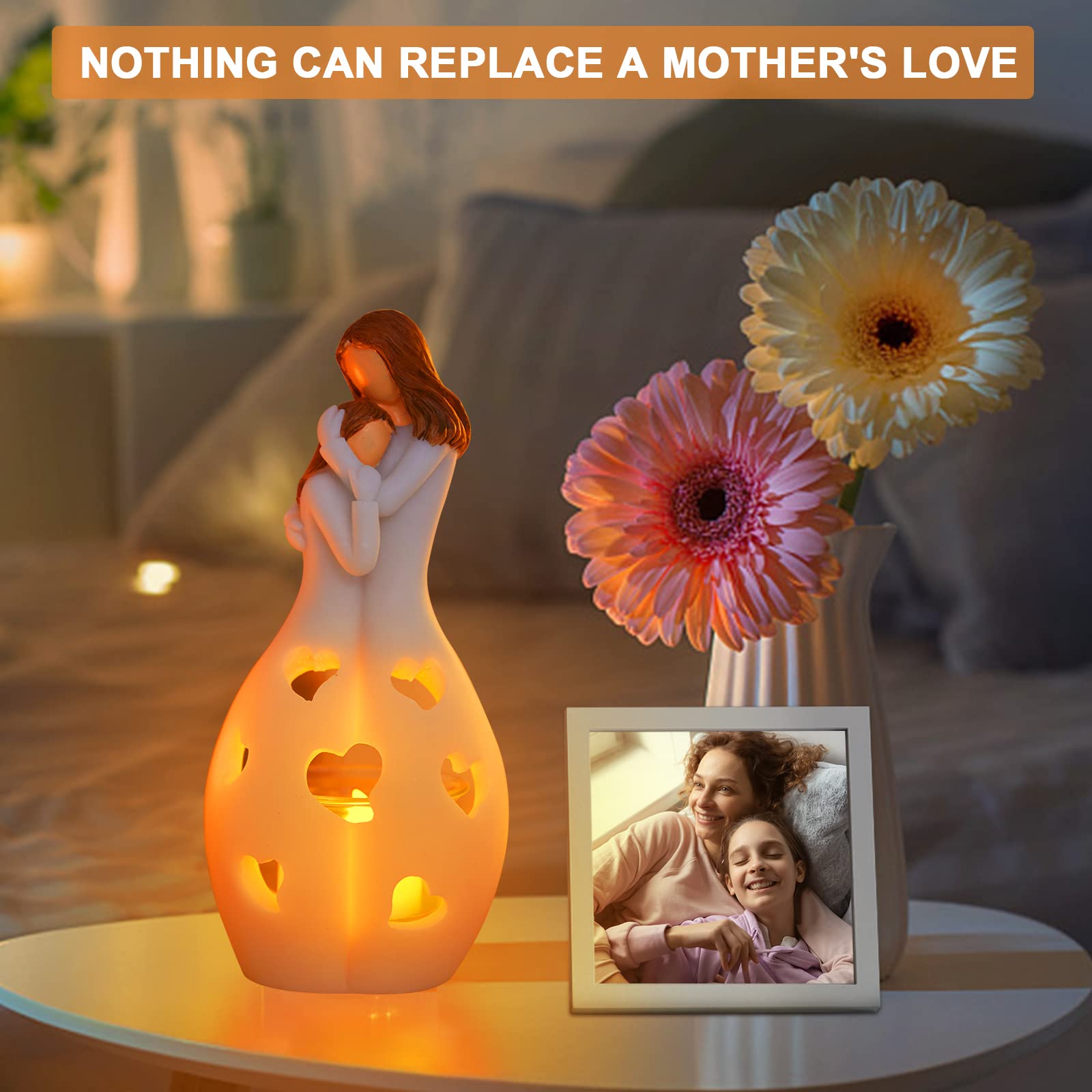 Gifts for Mom Christmas Unique from Daughter, Mother's Day Birthday, Mom Ideas, Candle Holder W/Flickering Led Flameless Candle