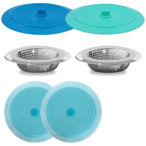 v-top 2 pack tub stopper + 4 pack sink strainer stopper kit