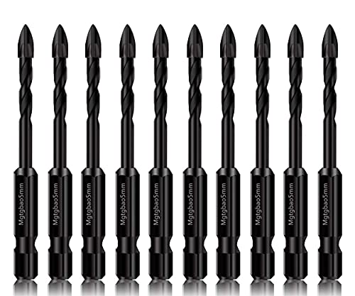 20PC Masonry Drill Bits, Mgtgbao Concrete Drill Bit Set for Tile,Brick, Plastic and Wood,Tungsten Carbide Tip Best for Wall Mirror and Ceramic Tile on Concrete and Brick Wall with Size 5