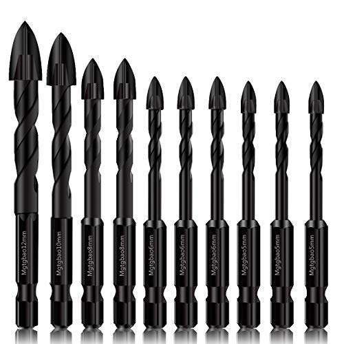 20PC Masonry Drill Bits, Mgtgbao Concrete Drill Bit Set for Tile,Brick, Plastic and Wood,Tungsten Carbide Tip Best for Wall Mirror and Ceramic Tile on Concrete and Brick Wall with Size 5