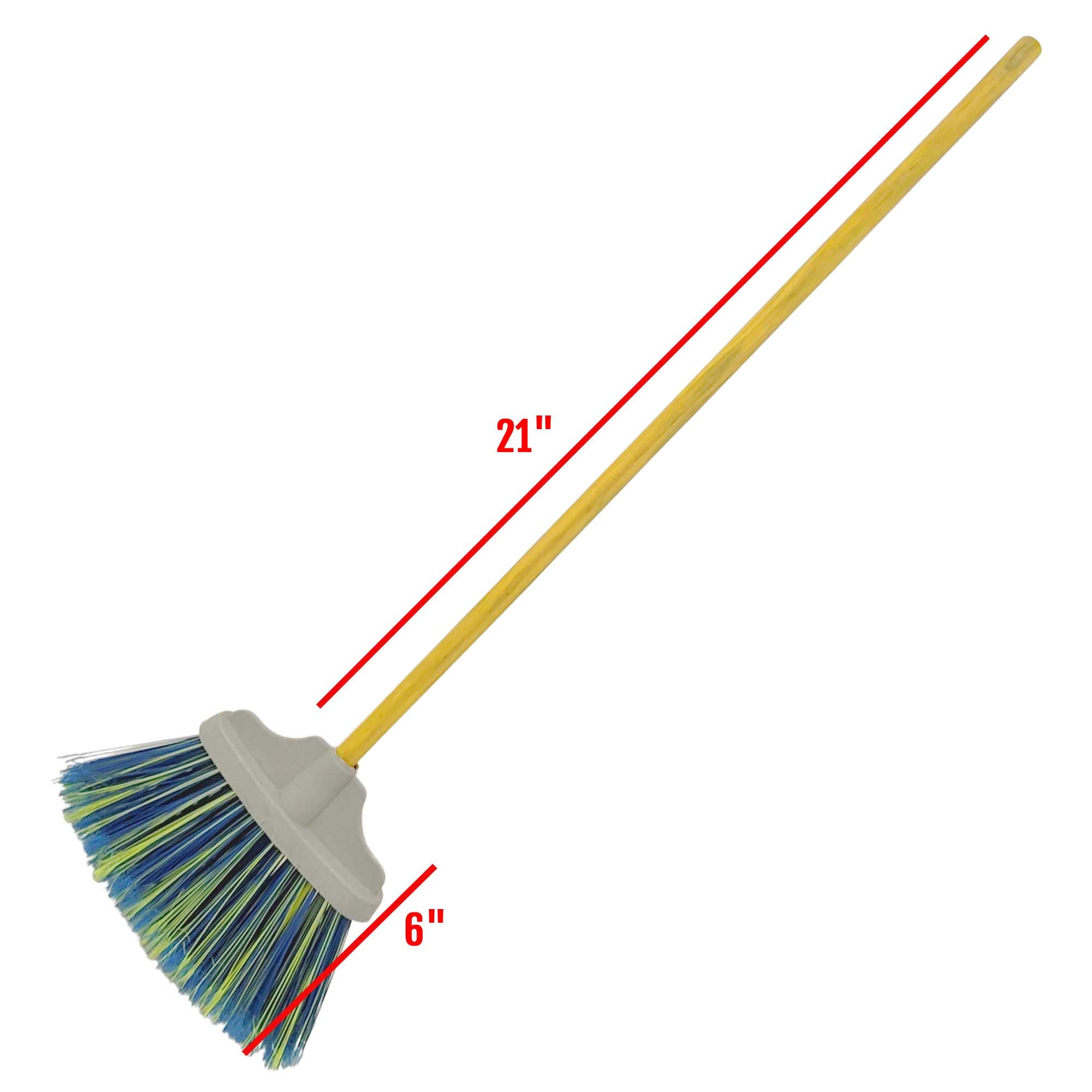 Children's Brooms 27" Long for Kids Sweeping Indoors Outdoors Leaves Wooden Handle (Set of 1)