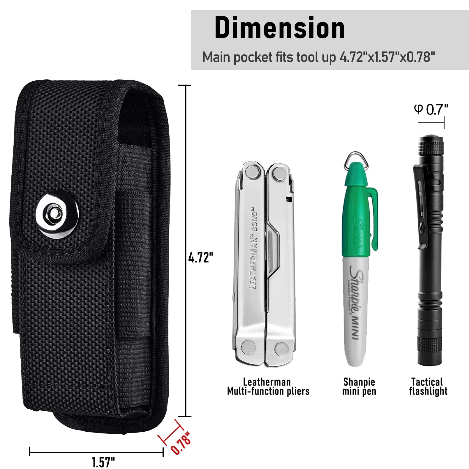 ykooe Multitool Sheath Compatible with Leatherman Wave Plus Surge Wingman Nylon Men Snap Tool Holster, Black