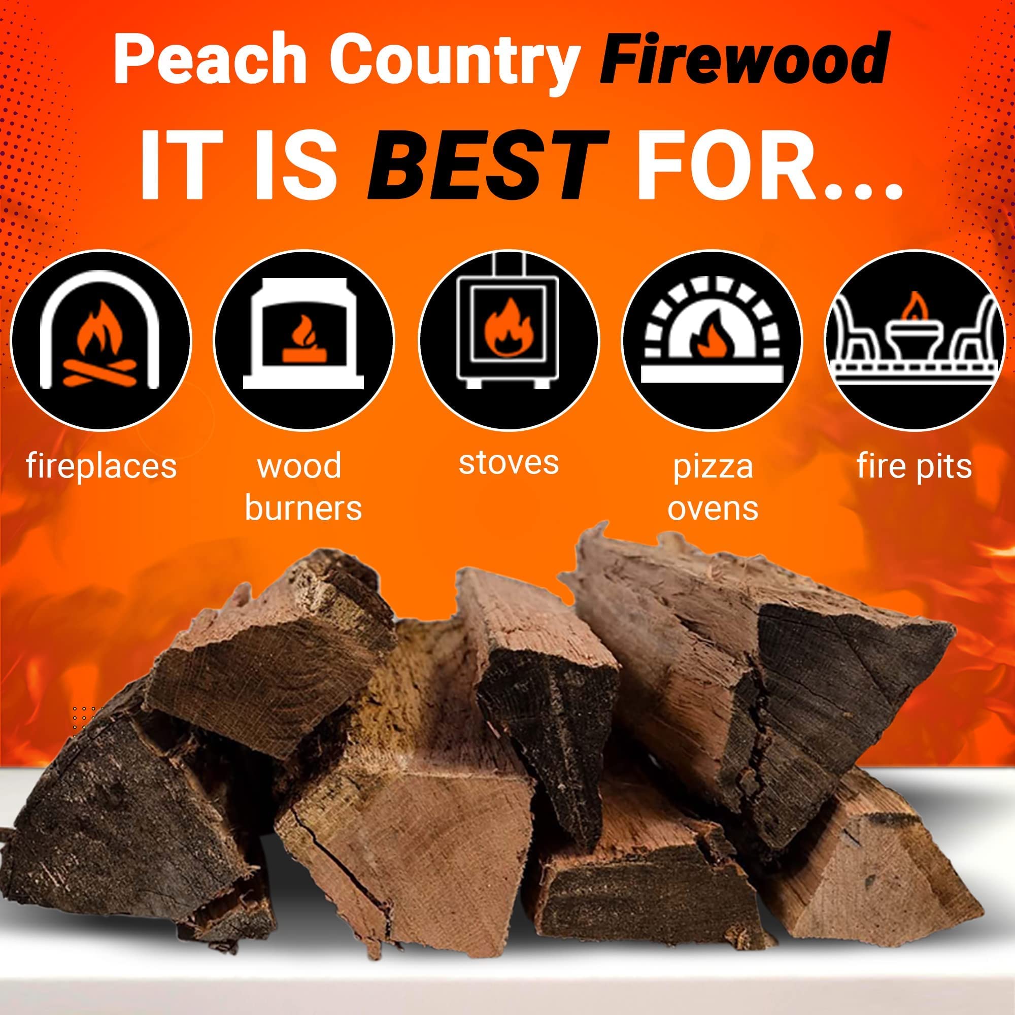 Firewood by Home and Country USA (50 LBS) - Hardwood, Firewood for Outdoor Fire Pits, Fireplaces, Wood Burning Stoves, and Campfires (w/Fire Starter)