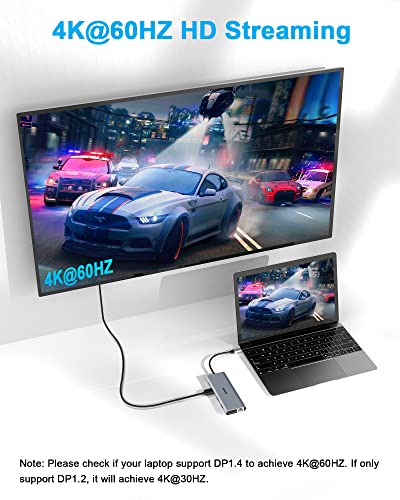 USB C Docking Station Triple Monitor 4K@60HZ, 12-in-1 Laptop Docking Station Dual Monitor USB C Hub Dock with 10Gbps USB3.1+2 HDMI+DisplayPort+PD+Ethernet+SD for Dell/HP/Lenovo/MacBook/Surface 7 8 9