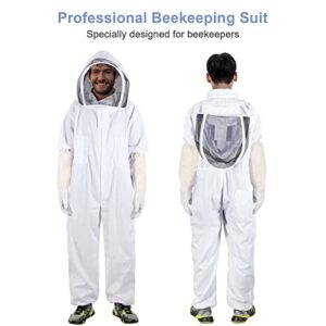 Bee Suits for Men Women,Bee Keeper Suite with Beekeeping Gloves,Beekeeping Suit with Veil Hood,Fully Body Durable Beekeeper Suite,Suitable for Professional Beekeepers and Beginners（L）