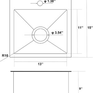 Comllen 15 x 15 inch Top-mount Stainless Steel Drop in Bar Sink, Single Basin Small Kitchen Sink for Outdoor Wet Bar Prep RV Yard Office Laundry Utility with Drain