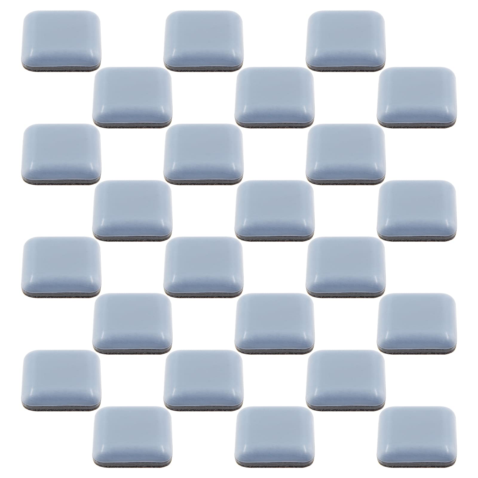 Suiwotin 24pcs 1" (25mm) Self-Adhesive Furniture Sliders, Square Chair Leg Floor Protectors, Self-Stick Furniture Movers for Kitchen Appliance (Gray/Black)