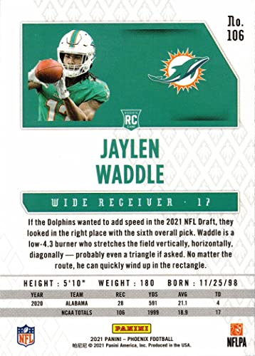 2021 Panini Phoenix Fire Burst Football #106 Jaylen Waddle Rookie Card