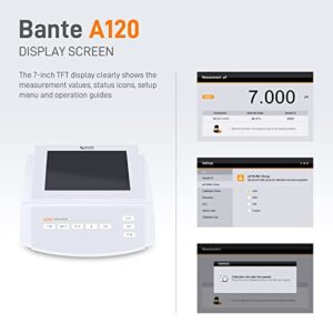 Bante A120 Laboratory pH Meter | Benchtop pH Meter | ±0.002 pH Accuracy, 5 Points Calibration, Selectable ORP Measurement Mode, Auto-Read Endpoint, 1000 Sets of Data Storage