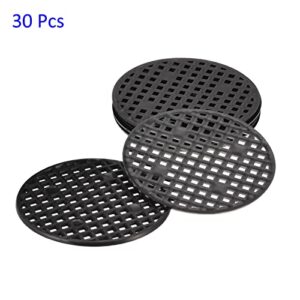 M METERXITY 30 Pack Plant Pot Hole Mesh Pads - Round Rigid Bonsai Flowerpot Drainage Grid Screen Apply to Outdoor/Garden (5.5cm/2 Inch, Black)