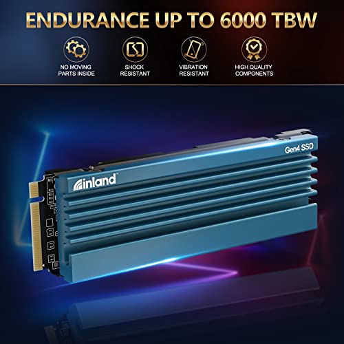 INLAND 8TB Gaming Performance Plus NVMe Internal Gaming SSD Solid State Drive with Heatsink - Gen4 PCIe, M.2 2280, DRAM Cache, 176-Layer TLC 3D NAND Flash, Up to 7000MB/s