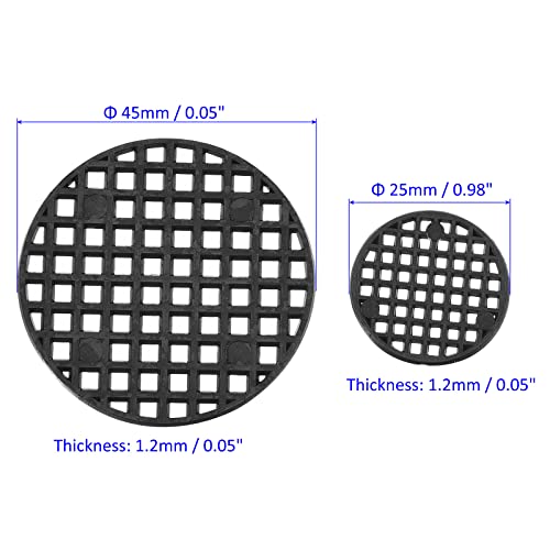 M METERXITY 100 Pack Plant Pot Hole Mesh Pads - Round Rigid Bonsai Flowerpot Drainage Grid Screen Apply to Outdoor/Garden (2.5cm/1", 4.5cm/1.8", Black)