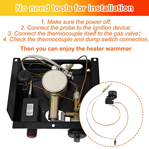 Propane Gas Patio Heater Repair Replacement Parts Thermocouple, Thermocouple & Dump Switch for Outdoor Patio Gas Heater, Propan Tower Gas Heater, Fire Sense Patio Heater, Standard Dome-Style Heater