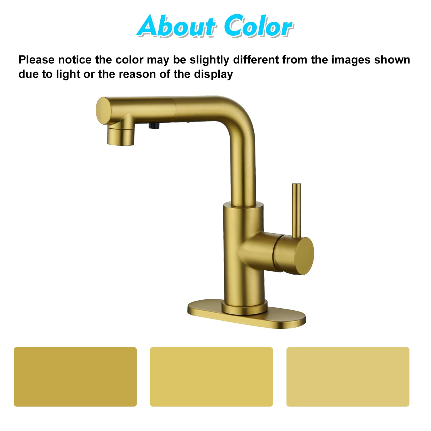 CREA Sink Faucet, Gold Kitchen Faucets with Pull Down Sprayer, Bathroom Sink Faucets Mini Bar Prep Faucet Single Handle 3 or 1 Hole Utility Faucet Laundry Outdoor Tap