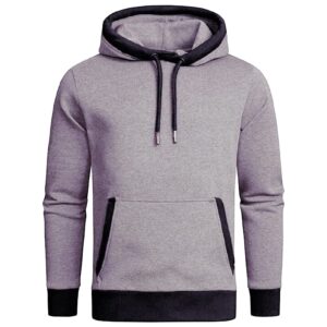 maiyifu-gj men's solid fleece athletic hoodies long sleeve casual sports sweatshirt drawstring hooded pullover with pockets (light grey,xx-large)