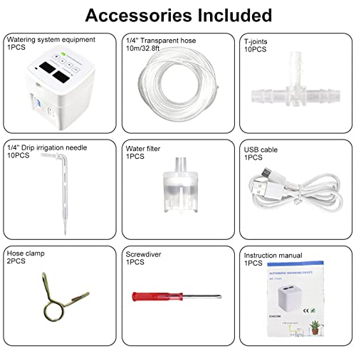 [Upgraded Pump] Automatic Drip Irrigation Kit, Houseplants Self Watering Devices, Indoor Irrigation System for 10 Potted Plants with 999-Hours 5V USB Programmable Timer for Vacation Plants Watering