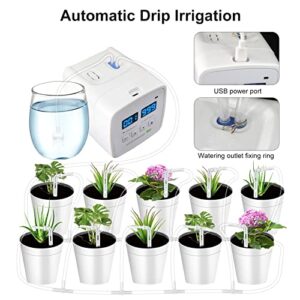 [Upgraded Pump] Automatic Drip Irrigation Kit, Houseplants Self Watering Devices, Indoor Irrigation System for 10 Potted Plants with 999-Hours 5V USB Programmable Timer for Vacation Plants Watering