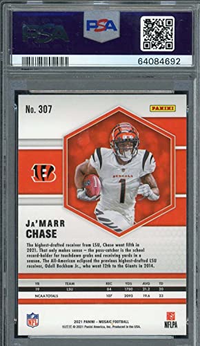 Ja'Marr Chase 2021 Panini Mosaic Football Rookie Card RC #307 Graded PSA 10