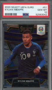 kylian mbappe 2020 panini select uefa euro soccer card #51 graded psa 10