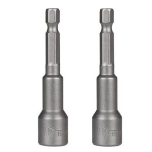 2pcs 1/4" quick-change hex shank 10mm nut driver magnetic ， 1/4 10mm nut driver bit,10mm hex nut driver bit ，65mm length，metric