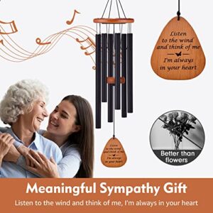 AMBOBE Memorial Sympathy Wind Chimes for Loss of Loved One, Bereavement Gift in Memory, Memorial Gifts for Loss of Mother Father Condolences Gift Basket, 32" Black