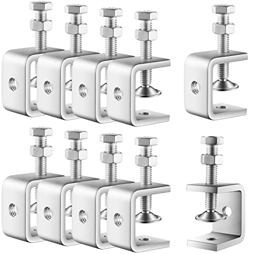 10 Pcs 304 Stainless Steel C Clamp Mini Tiger Clamp 1Inch Heavy Duty Metal U Clamps with Stable Wide Jaw Opening for Mounting Metal Working Woodworking(10 Pcs, 1 3/16 Inch)