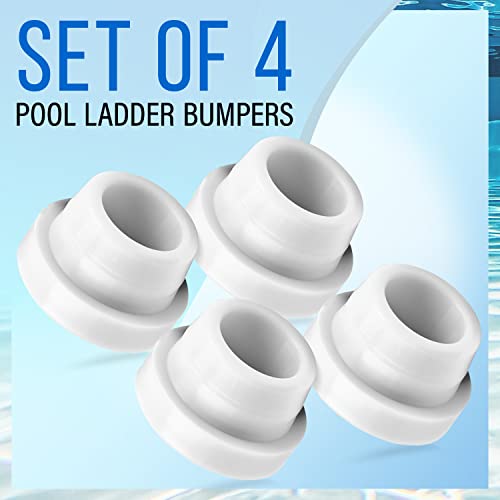 [4 Pack] Pool Ladder Bumpers to Protect Pool Liner - Protective Step Ladder Plugs for Inground Pool - Swimming Pool Ladder Parts - White Rubber Plug for Swimming Pool Ladder - 1.8” Inner Diameter