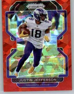 2021 panini prizm prizm red ice #125 justin jefferson minnesota vikings nfl football trading card