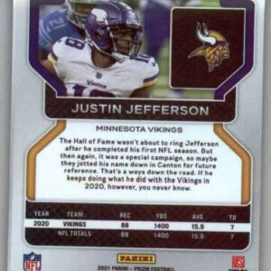 2021 Panini Prizm Prizm Red Ice #125 Justin Jefferson Minnesota Vikings NFL Football Trading Card