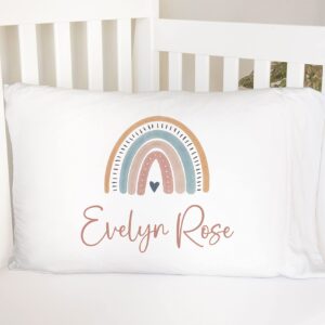 Boho Rainbow Standard Pillowcase | Personalized Pillow Cover | Girls Room Decor | Nursery Decor (One Pillowcase)