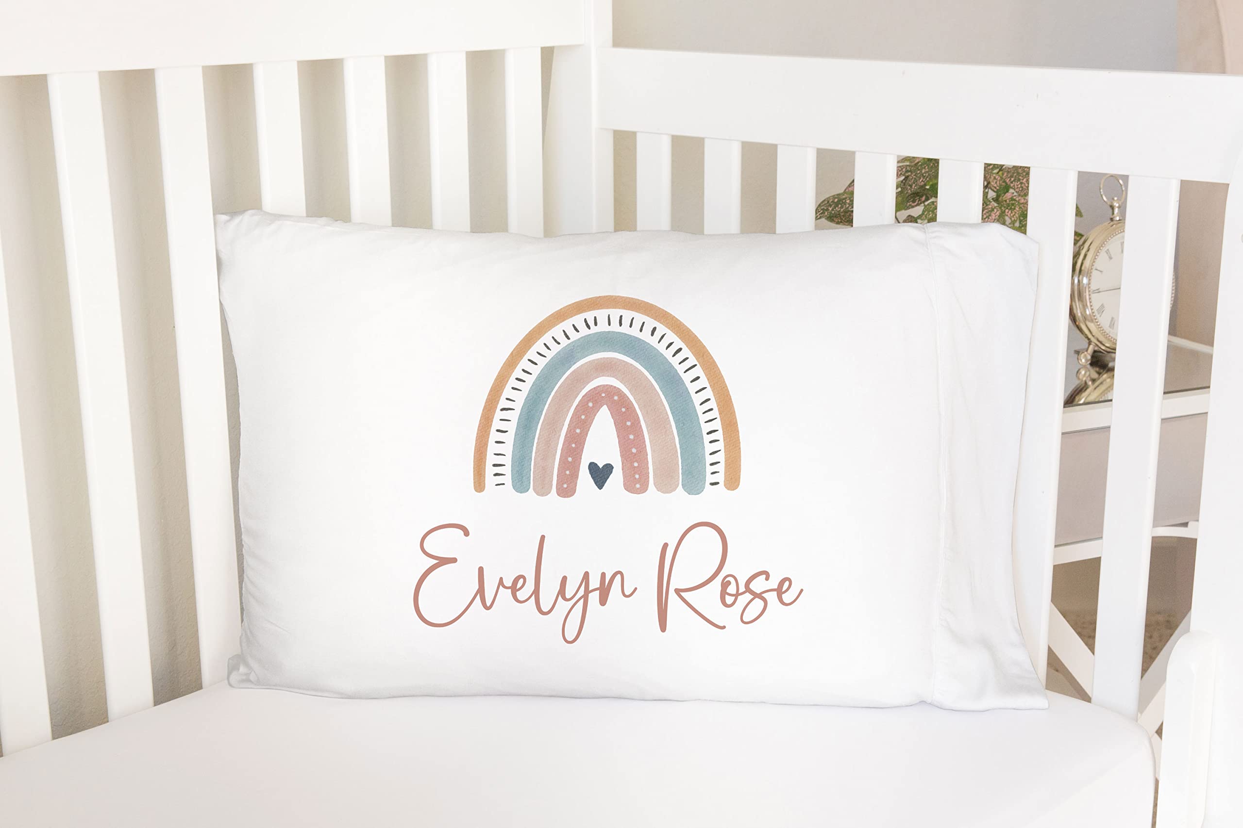 Boho Rainbow Standard Pillowcase | Personalized Pillow Cover | Girls Room Decor | Nursery Decor (One Pillowcase)