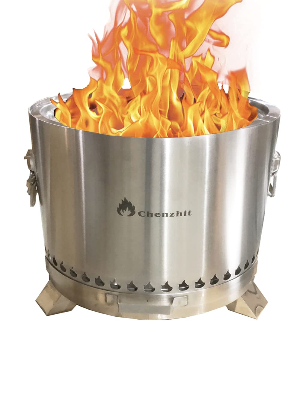 Chenzhit 15x16.5 Inch 304 Stainless Steel Smokeless Fire Pit for Outdoor Fireplace