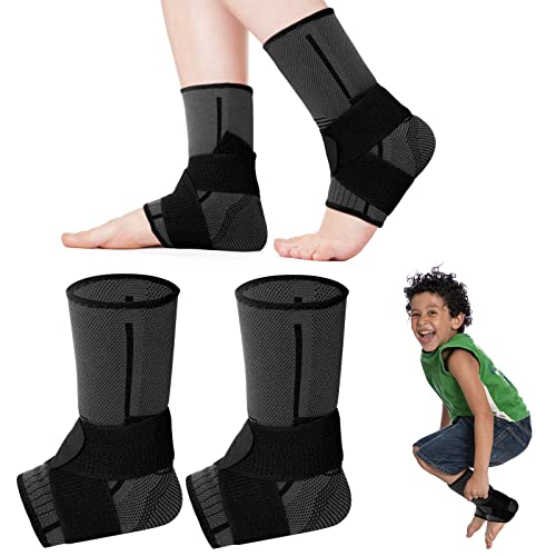 Tarpop 1 Pair Ankle Brace for Kids Compression Ankle Sleeves Adjustable Foot Support Brace Elastic Ankle Guard for Children Boys Girls Sports Running Jogging Dance Fitness Gymnastics (Small)