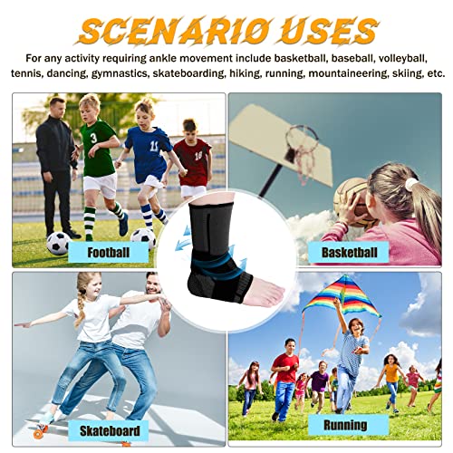 Tarpop 1 Pair Ankle Brace for Kids Compression Ankle Sleeves Adjustable Foot Support Brace Elastic Ankle Guard for Children Boys Girls Sports Running Jogging Dance Fitness Gymnastics (Small)