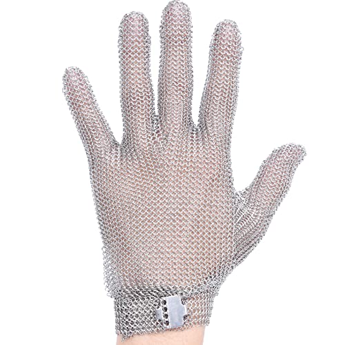 Caprihom Chainmail Glove Highest Level Cut Resistant Glove Food Grade Stainless Steel Metal Mesh Glove for Meat Cutting, Fishing, Oyster Shucking (L -1PCS)