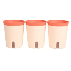 telsly 5.5 inch self watering flowerpot, three piece package, plastic ventilated flowerpot, suitable for outdoor windowsill garden, indoor plants, aloe, herbs, african violet, succulent plants (red)