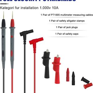 PT1005 1000V 10A Multimeter Test Leads Multimeter Test Pin Universal Digital Multimeter Probe Test Leads Pin Needle Tip Multi Meter Test Fixture Lead Probe Wire Pen Cable Crocodile Clips Test Leads