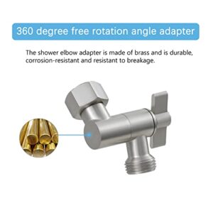 All Metal Shower Angle Adapter, Adjustable Shower Head Extension Adapter, Solid Brass Shower Head Elbow,Adjust Angle to Upgrade Shower Experience,Universal Connection (Brushed nickel)