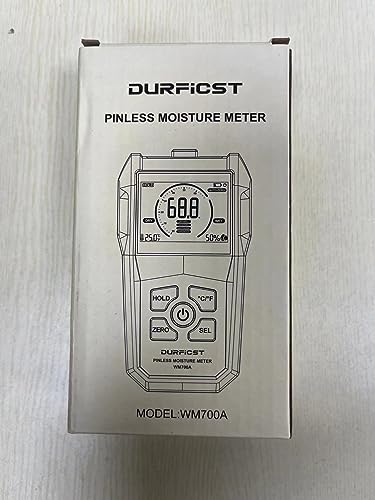 Wood Moisture Meter, DURFICST Moisture Meter for Walls, Digital Pinless Wood Moisture Meter Tester with Humidity and Audible & Visual Alerts, for Wood Firewood Moisture Meter Paper Floor